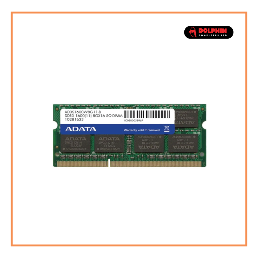 Adata DDR3 8GB 1600 MHz laptop RAM | Dolphin Computer Ltd.